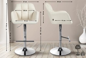 Barová židle Natoma umělá kůže chromovaná konstrukce – krémová