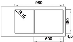 Blanco Adira XL 6 S, silgranitový dřez 1000x500x200 mm, 1-komorový, šedá vulkán, BLA-527620