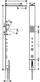 Axor ShowerComposition - Sprchový panel s termostatem, hlavová sprcha 110/220 1jet a šíjová sprcha, černá matná 12595670