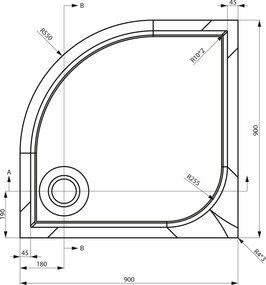 Gelco Gelco, ERIKA sprchová vanička z litého mramoru, čtvrtkruh 90x90 cm, R550, bílá, GC559
