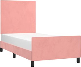 Rám postele s čelem růžový 90x190 cm samet 3125610