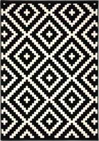 Kusový koberec Gloria new black/cream, 80x150, čiernobiela, chodba / predsieň, Alfa Carpets