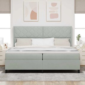 Postel s boxspringem s čelo Světle šedá 200 x 200 cm samet 3342080