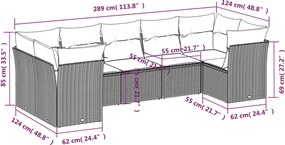 7dílná zahradní sedací souprava s poduškami černá polyratan 3218115