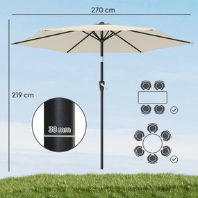 Slunečník 270 cm skládací balkonový slunečník s kličkou UV 50+ zahradní slunečník krémově bílý