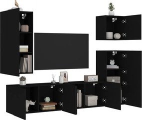 vidaXL 5dílná obývací stěna kompozitní dřevo [3216451] Barva: Černá