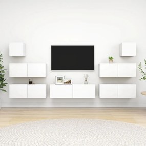 7dílný set TV skříněk bílý kompozitní dřevo 3078713