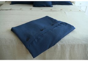 Nelly Lněný povlak na přikrývku - tmavě modrý Rozměr: 220/200 CM Knoflík