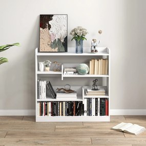HOMCOM Knihovna s Úložným Prostorem rozměr 90Š x 24H x 91V cm 4 Úrovně 3 Zadní Panely Dřevovláknité Desky Bílá