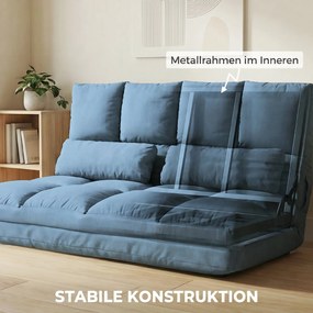 Rozkládací pohovka 2 v 1 HOMCOM, 102L x 73W x 60H cm, s třísměrně nastavitelným opěradlem, sedák, samet, ocel, modrá| Aos