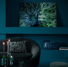 Nástěnná skleněná dekorace páv Peacock – 120*0,4*80 cm