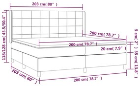 Box spring postel s matrací a LED černá 200x200 cm samet,  3139585