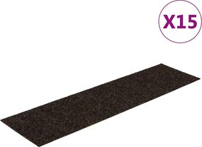 Schodové rohože samolepicí 15 ks 76 x 20 cm tmavě hnědé obdélníkové 326931