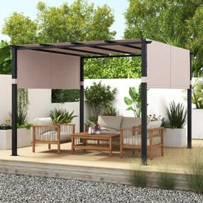 Costway Pergola s 2 Nastavitelné střechy Vodotěsné Stabilní Zimní altán, béžový