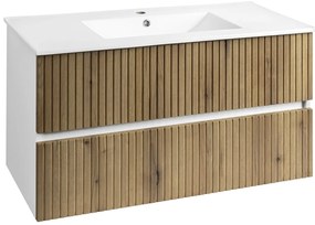 Aqualine Aqualine, PANEDA STRIP umyvadlová skříňka 99,5x55x45,2cm, dub emporio, PN310