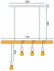 Toolight, závěsné svítidlo APP974-4CP, černá - bambusové dřevo, OSW-03243
