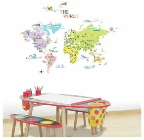 Sada nástěnných samolepek Ambiance World Map for Children