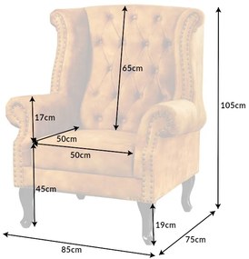 Designové křeslo Chesterfield hořčicovo-žlutý samet