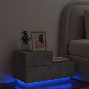 vidaXL Noční stolek s LED osvětlením betonově šedý 70 x 36 x 40,5 cm