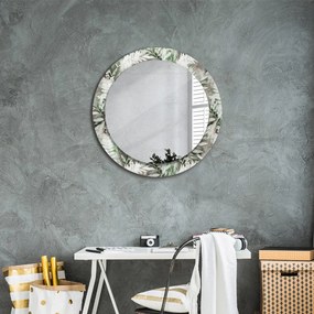 Kulaté dekorativní zrcadlo na zeď Listy do akvarelu fi 70 cm