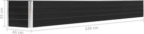vidaXL Vyvýšený záhon pozinkovaná ocel 320 x 40 x 45 cm [47055] Barva: antracitová
