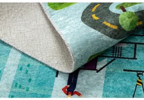 Dywany Luszczow Dětský kusový koberec JUNIOR 52105.801 pratelný  Staveniště, ulice pro děti protiskluz, modrý Rozměr koberce: 160 x 220 cm