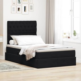 Postel s úložným prostorem a matrací Černá 120 x 200 cm samet 3372083
