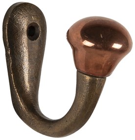 Nástěnný litinový háček s bronzovou koncovkou - 2*5*5 cm