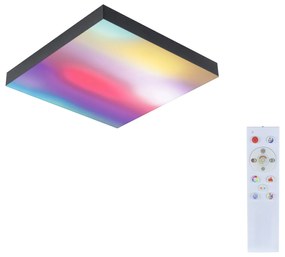 Paulmann 79907 Velora, černý subtilní stropní LED panel Rainbow dynamic RGBW, 13,2W LED 3000-6500K, 29x29cm, dálkové ovládání