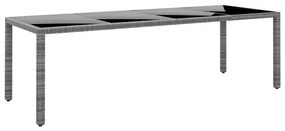 Zahradní stůl 250 x 100 x 75 cm tvrzené sklo a polyratan šedý 310593