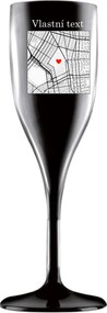 Personalizovaná nerozbitná prosecco sklenice s mapou