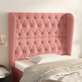 Čelo postele typu ušák růžové 83 x 23 x 118/128 cm samet 3118339