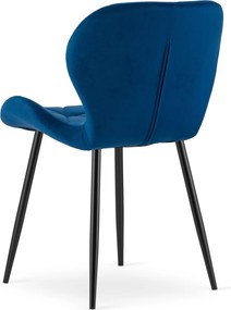 Jídelní židle MANGO VELVET s černými nohami, modrá