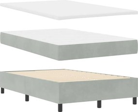 Postel s boxspringem s čelo Světle šedá 120 x 190 cm samet 3339884