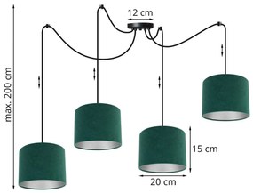 Závěsné svítidlo MEDIOLAN SPIDER, 4x textilní stínítko (výběr z 10 barev), (výběr ze 2 barev konstrukce), CH