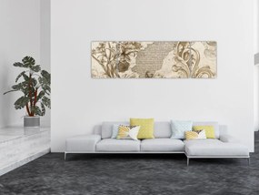 Obraz - Zeď s květy (170x50 cm)