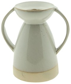 Béžový porcelánový svícen na úzkou svíčku Chrie - 9*7*9 cm