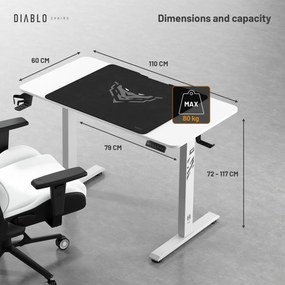 Výškově nastavitelný stůl Diablo X-Tensio 1100 bílý