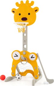 Costway 4 ve 1 Activity Center s basketbalovou a fotbalovou brankou a házením