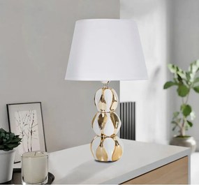 Bílá/ve zlaté barvě keramická stolní lampa s textilním stínidlem (výška 46 cm) Glam Balls – Mauro Ferretti