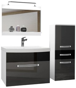 Koupelnový nábytek Belini Premium Full Version šedý lesk / černý lesk + umyvadlo + zrcadlo + LED osvětlení Glamour 31