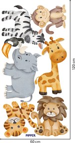 PIPPER. Textilní samolepka na zeď "Zvířátka ze ZOO"