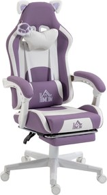 HOMCOM ergonomická herní židle s kočičími oušky, fialová