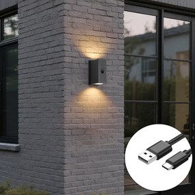Nástěnná lampa černá 4-krokový senzor magnetická vč. LED dobíjecí - Baleno