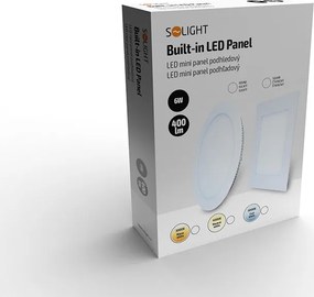 LED mini panel, podhledový, 6W, 400lm, 4000K, tenký, čtvercový, bílý