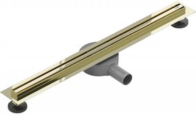 Mexen Flat nerezový sprchový žlab s rotačním 360° sifonem 60 cm, vzor SLIM, zlatá, 1541060