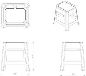 BISK Erga příslušenství, koupelnová židle s úložným prostorem 420x365x425 mm, šedá, ERG-08045