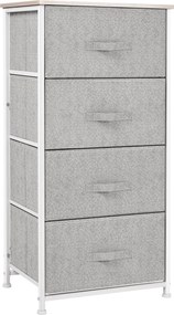 HOMCOM Komoda se 4 látkovými zásuvkami, úložný kabinet multifunkční pro ložnici, obývací pokoj a chodbu 45x30x92 cm šedá | Aosom