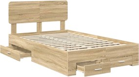 Rám postele s čelo Sonoma dub 135 x 190 cm Kompozitní dřevo 3412384