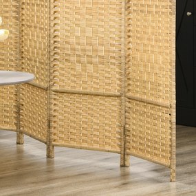 HOMCOM Skládací Paraván 4 Panely 180x180 cm - Ochranná Záclona pro Kancelář a Ložnici v Přírodním Stylu